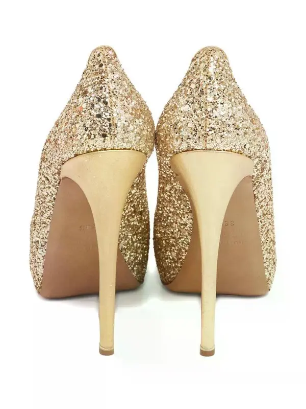 NICHOLAS KIRKWOOD Glitter-embellished Leather Pumps - Gold