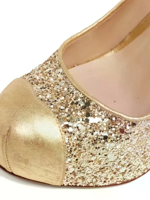 NICHOLAS KIRKWOOD Glitter-embellished Leather Pumps - Gold