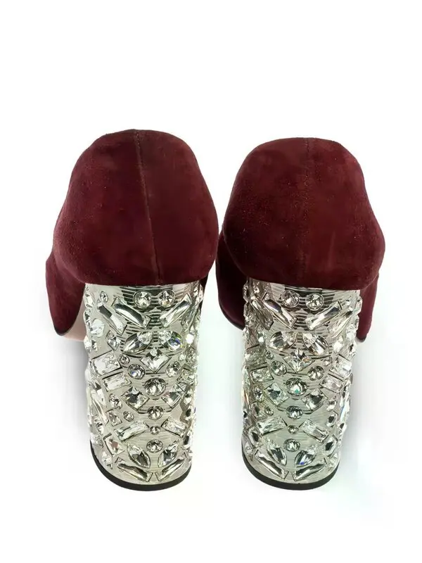 Miu Miu 100mm Embellished Block-heel Suede Pumps
