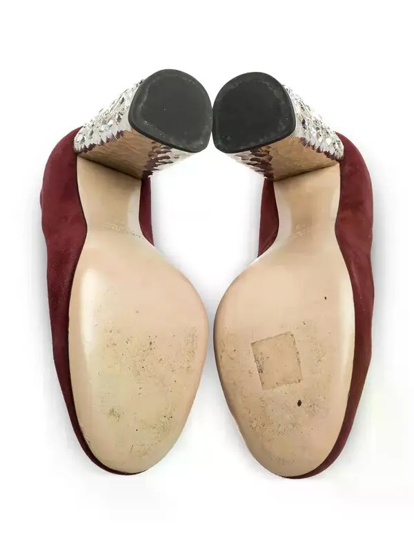 Miu Miu 100mm Embellished Block-heel Suede Pumps