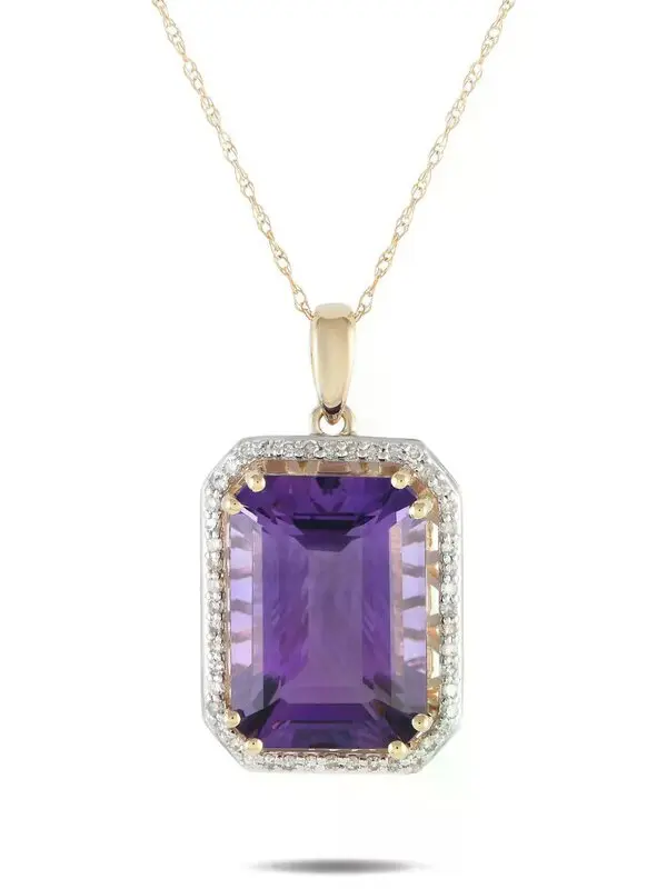 LB EXCLUSIVE 14k Yellow Amethyst And Diamond Necklace - Gold