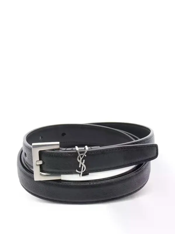 Saint Laurent 2020s Monogram Leather Belt - Black