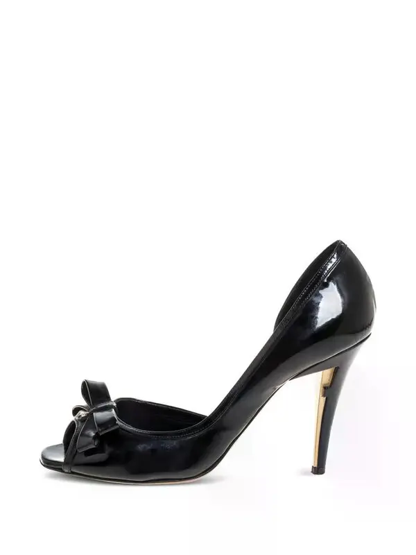 Fendi 105mm Patent Leather Bow Pumps