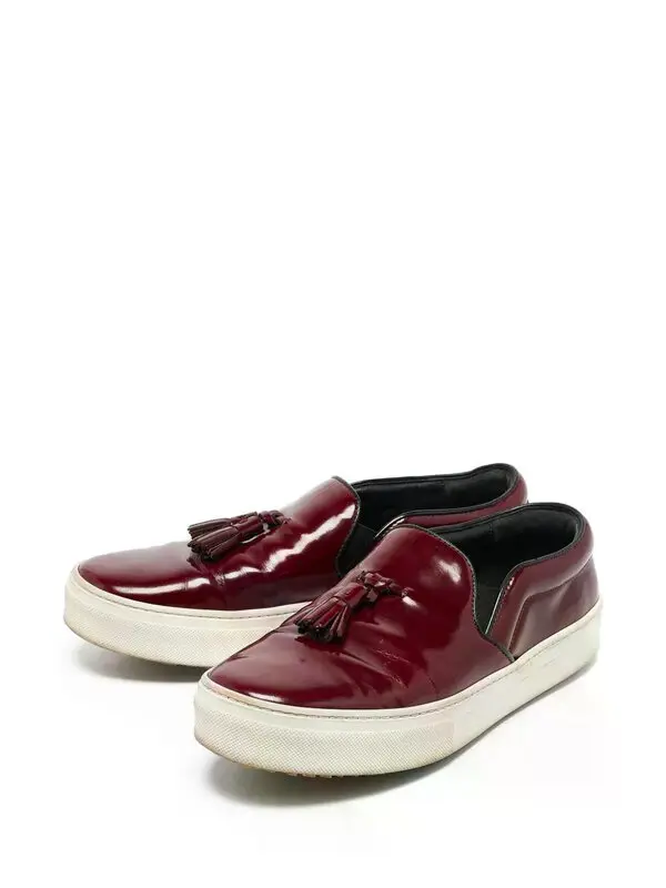 Celine Tassel Leather Slip-on Sneakers - Red