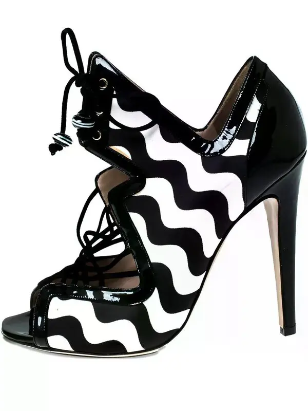 NICHOLAS KIRKWOOD Wave-print High Heel Sandals - Black