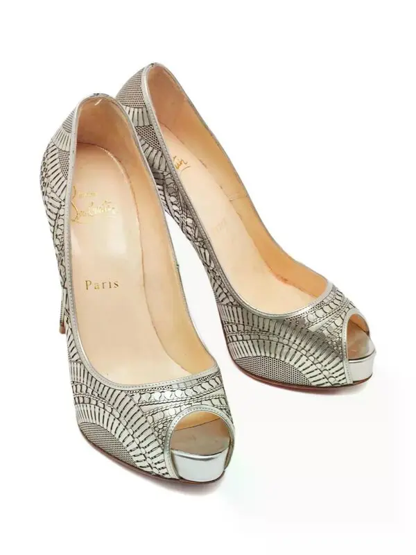 CHRISTIAN LOUBOUTIN Geometric-pattern Peep-toe Pumps