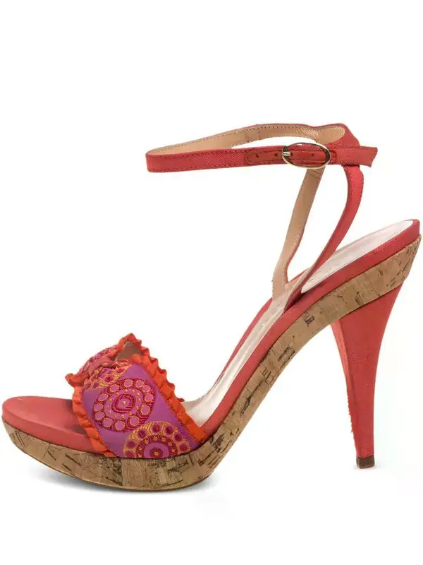 SERGIO ROSSI 110mm Embroidered Cork-sole Sandals