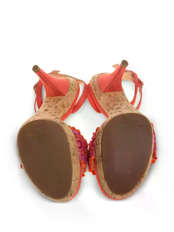 SERGIO ROSSI 110mm Embroidered Cork-sole Sandals