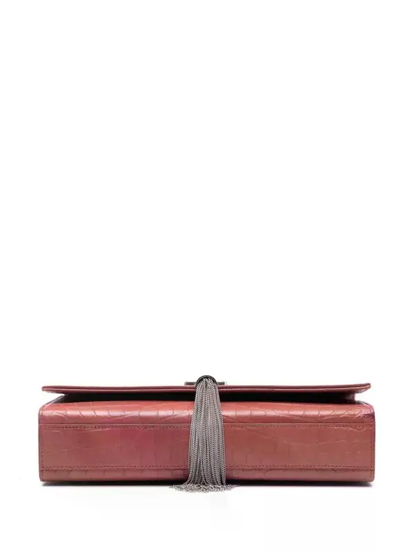 Saint Laurent 2016 Medium Croc Embossed Leather Kate Tassel Crossbody Bag