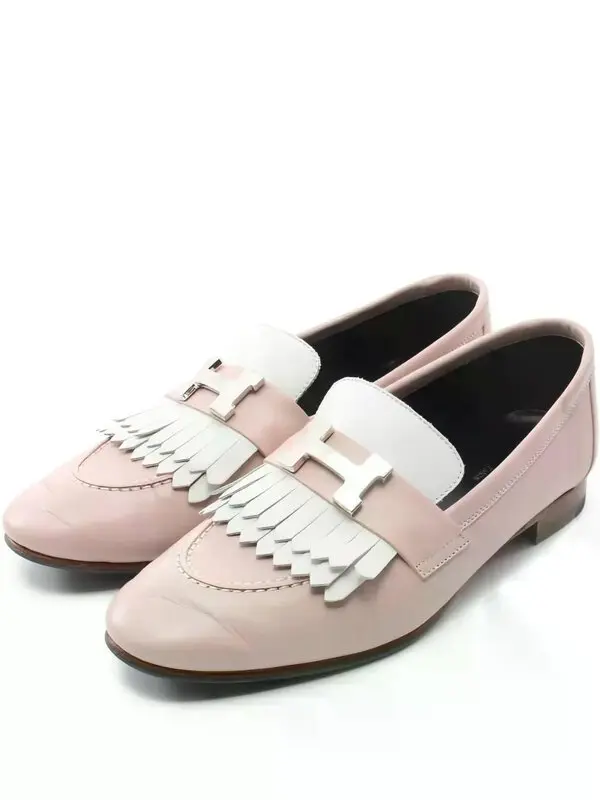 Hermès Fringe-detail Leather Loafers - Pink