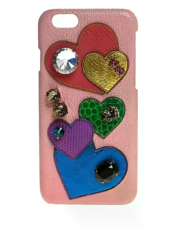 Dolce & Gabbana Heart Leather Appliqué Phone Case - Pink
