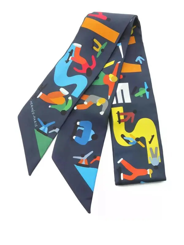 Hermès 2010s Twilly Figures Libres Scarf - Blue