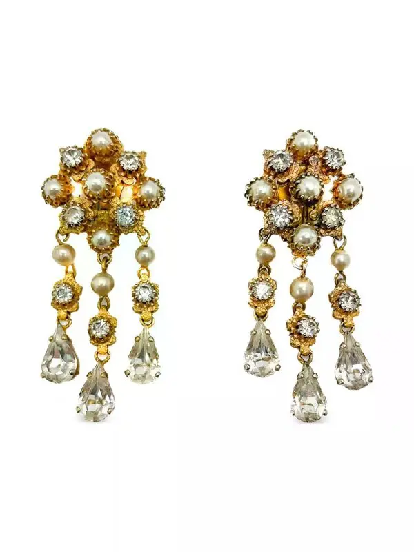 Dior Pre-owned 1950s Renaissance Crystal Earrings - Gold