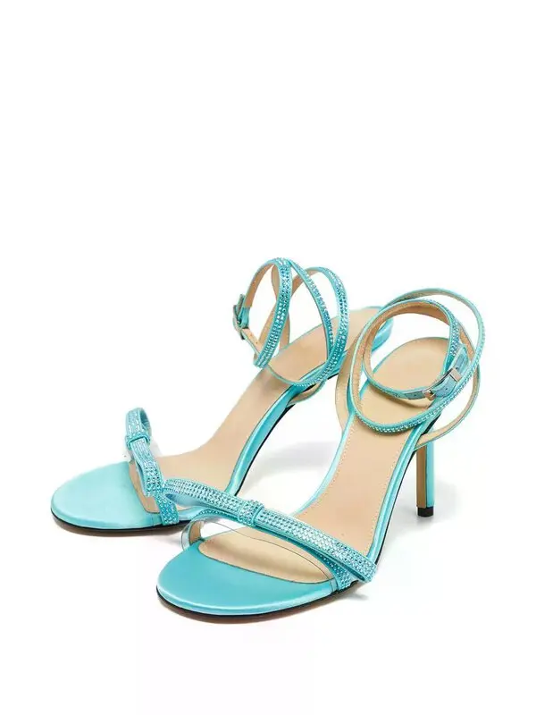 Mach & Mach 90mm Crystal Bow Sandals - Blue