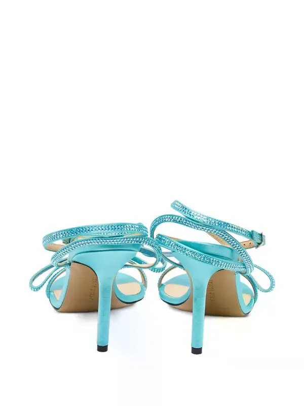 Mach & Mach 90mm Crystal Bow Sandals - Blue