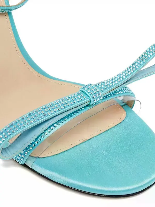 Mach & Mach 90mm Crystal Bow Sandals - Blue