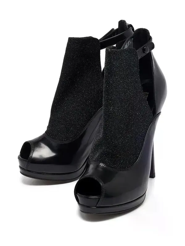 Fendi 135mm Peep-toe Leather Booties