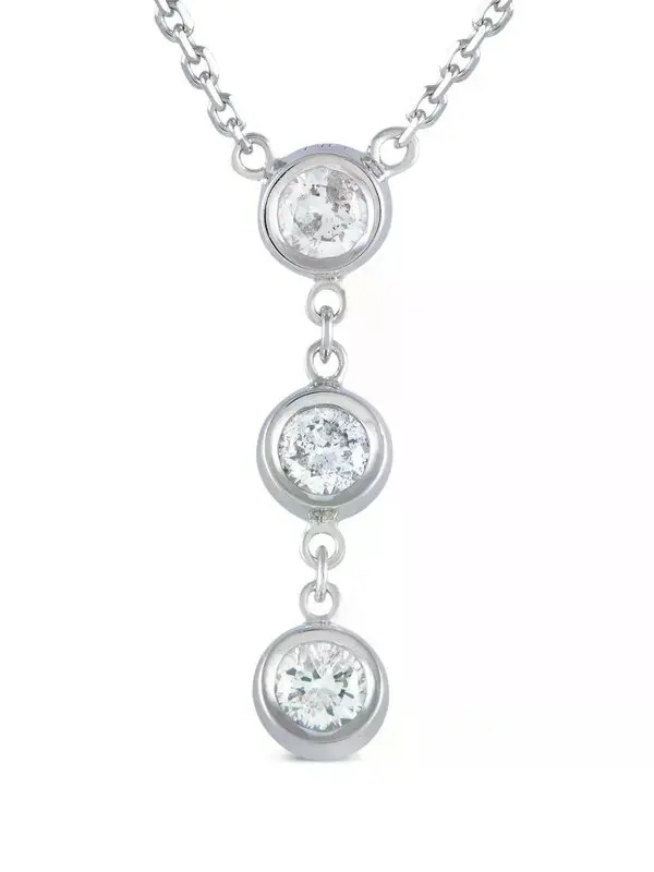LB EXCLUSIVE 14kt White Gold Diamond Trio Pendant Necklace - Silver