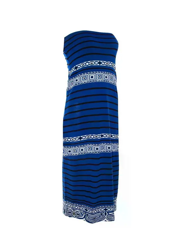 Emilio Pucci Patterned Cotton Off-shoulder Dress - Blue