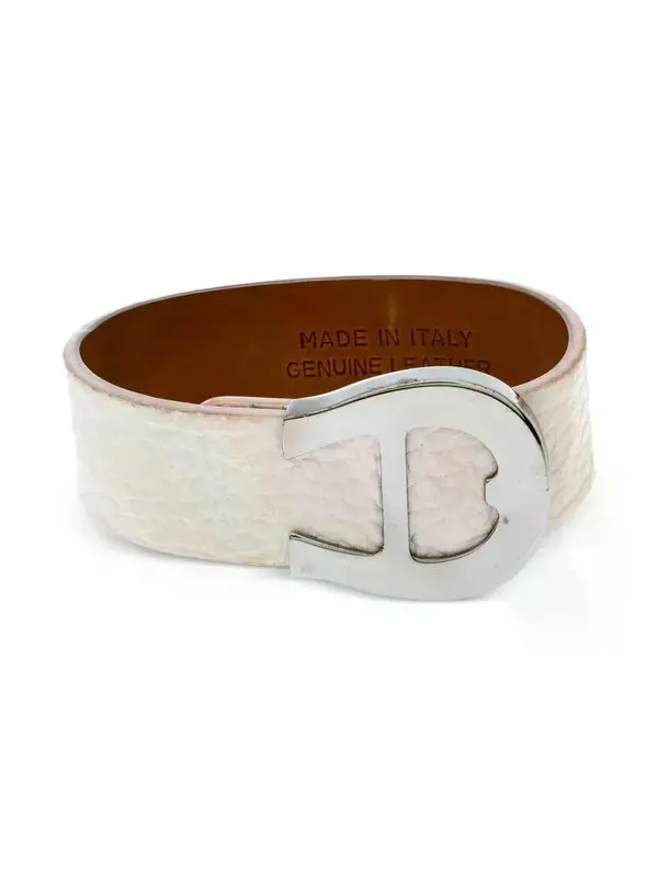 AIGNER Leather Bracelet With Logo Buckle - White
