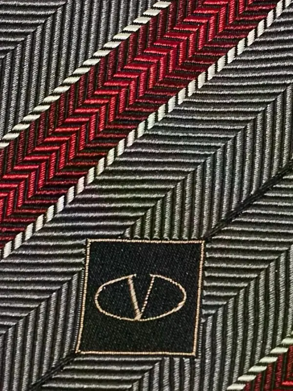 Valentino Garavani Herringbone Striped Neck Tie - Grey