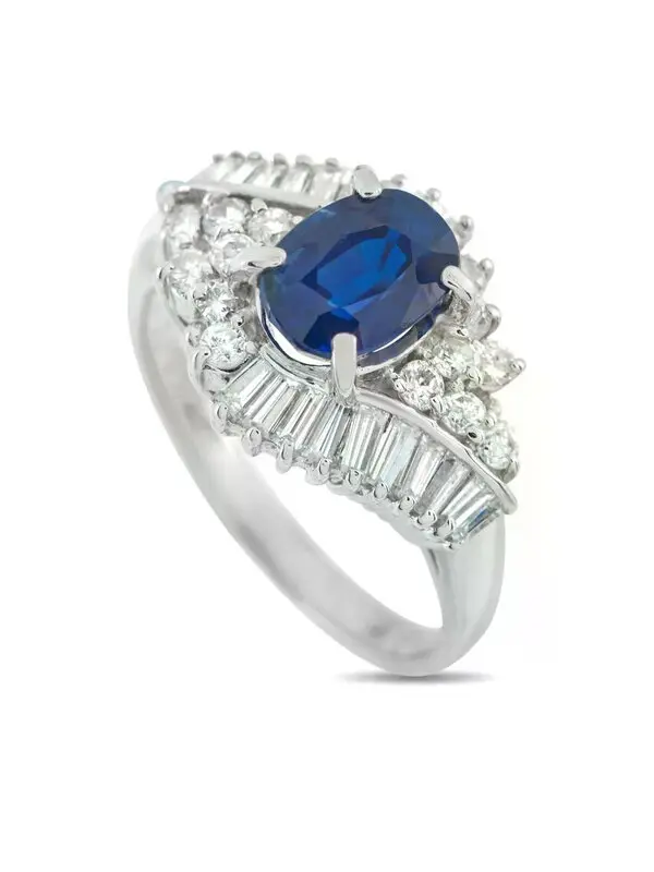 LB EXCLUSIVE Platinum, Diamond, And Sapphire Ring - Silver