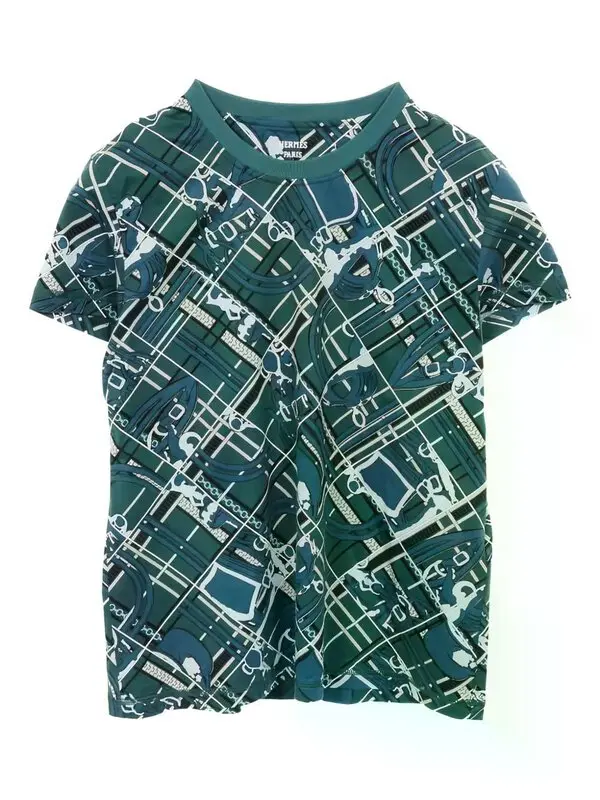 Hermès 2010s Chains Print T-shirt - Blue