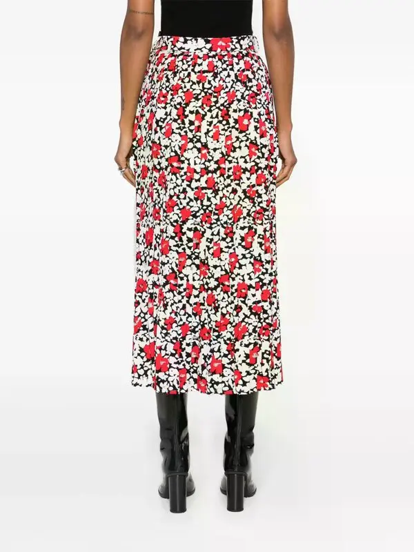Celine Floral-print Pleated Midi Skirt