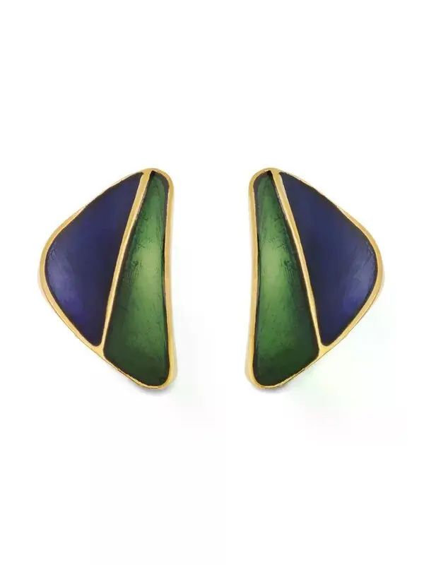 SUSAN CAPLAN 1980s Enamel Clip-on Earrings - Blue