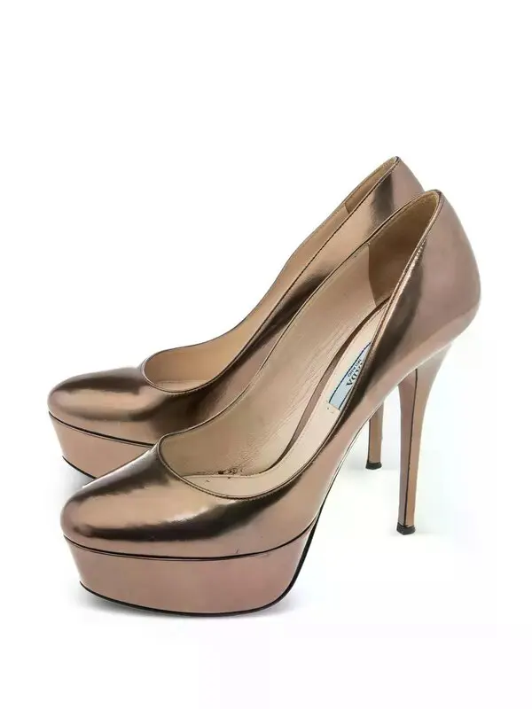 Prada 130mm Metallic-effect Leather Pumps