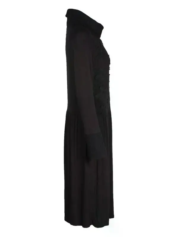 Max Mara Floral Embroidered Turtleneck Midi Dress