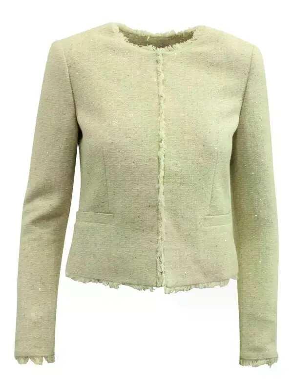 Alice + Olivia Tweed Frayed-trim Jacket