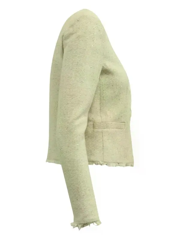 Alice + Olivia Tweed Frayed-trim Jacket