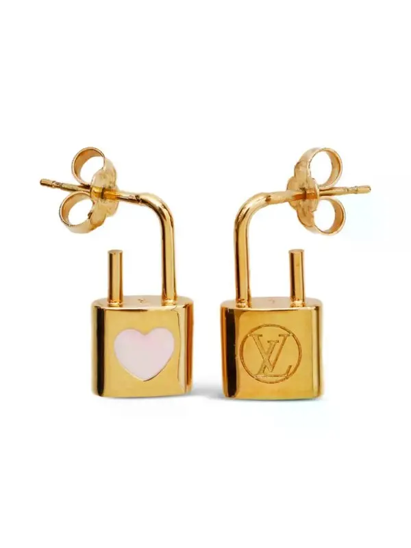 LOUIS VUITTON 2020 Padlock Heart Earrings - Gold