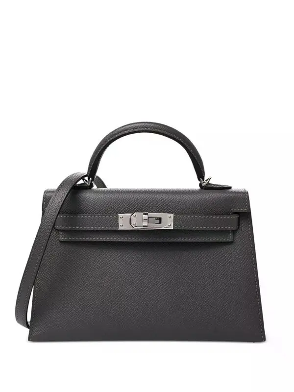 Hermès 2025 Mini Kelly Sellier 20 Verso Epsom Leather Palladium Hardware Tote Bag - Grey