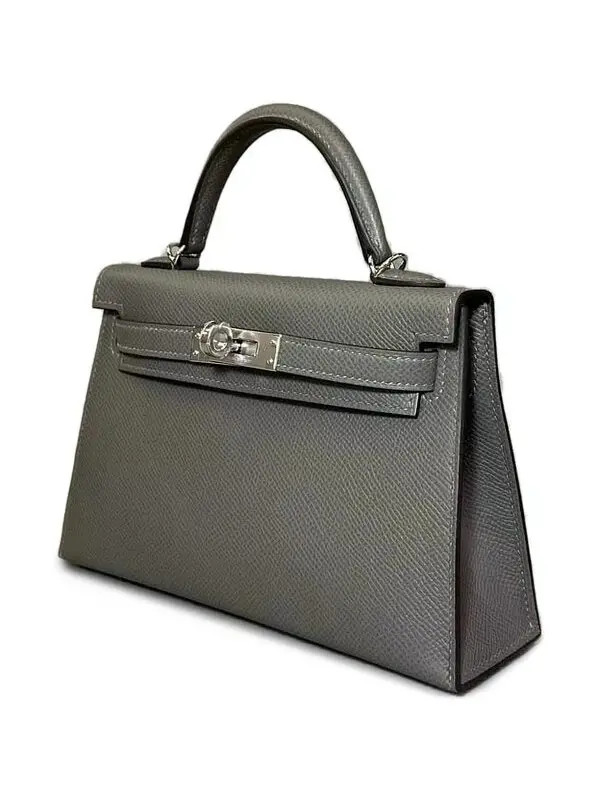 Hermès 2025 Mini Kelly Sellier 20 Verso Epsom Leather Palladium Hardware Tote Bag - Grey