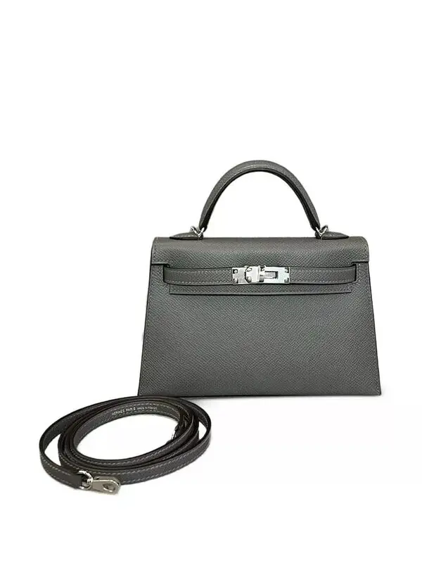 Hermès 2025 Mini Kelly Sellier 20 Verso Epsom Leather Palladium Hardware Tote Bag - Grey