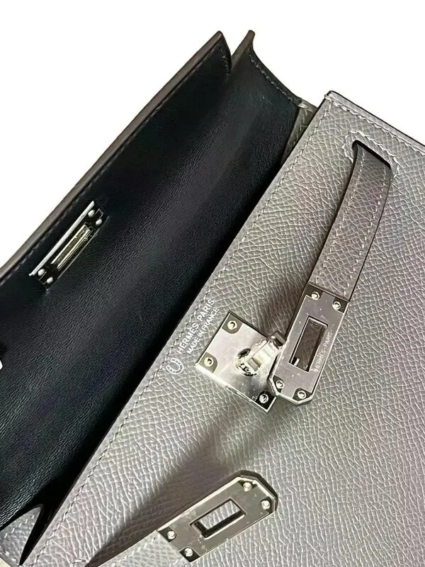 Hermès 2025 Mini Kelly Sellier 20 Verso Epsom Leather Palladium Hardware Tote Bag - Grey