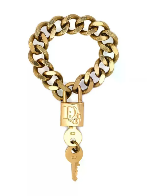 Dior 2000s Lock Chain Bracelet - Gold