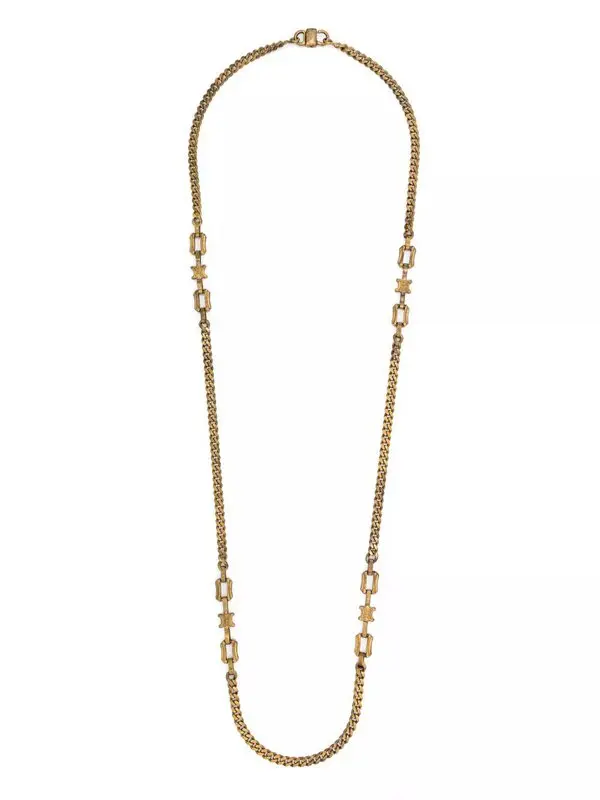 Celine 1970s Triomphe Sautoir Necklace - Gold