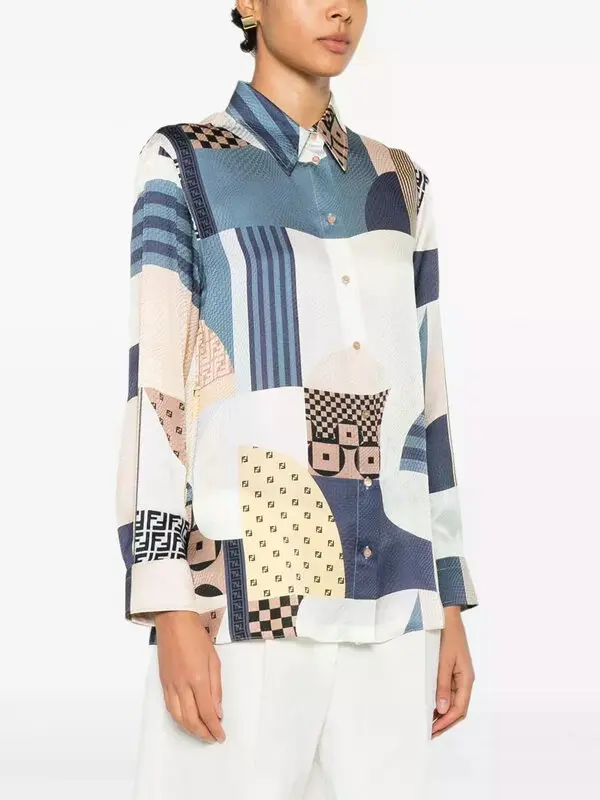 Fendi Geometric-print Silk Shirt