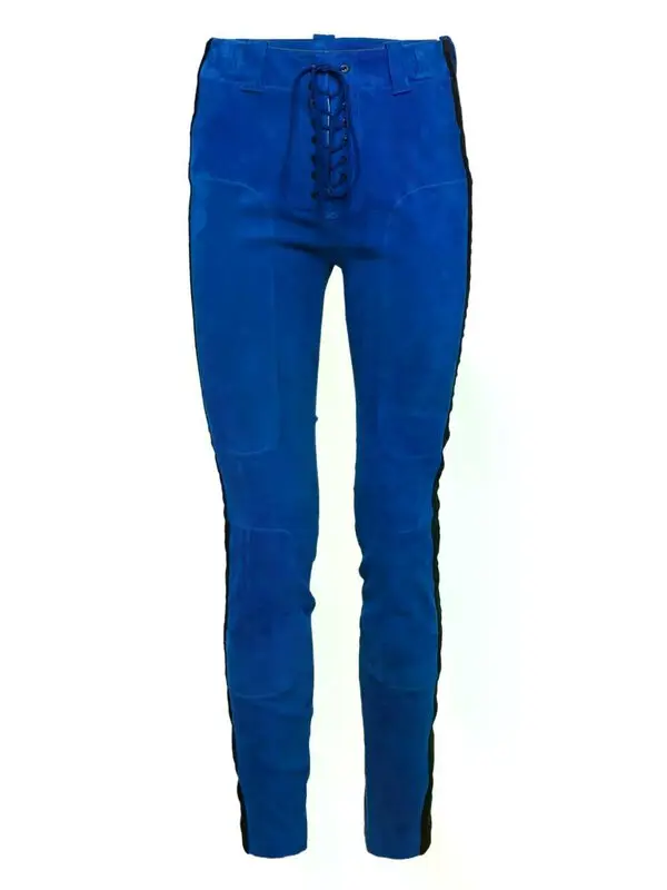 Ben Taverniti Lace-up Suede Trousers - Blue