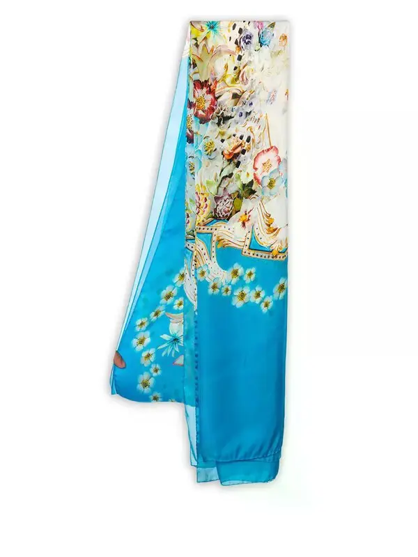 Roberto Cavalli Pre-owned Floral-print Scarf - Blue
