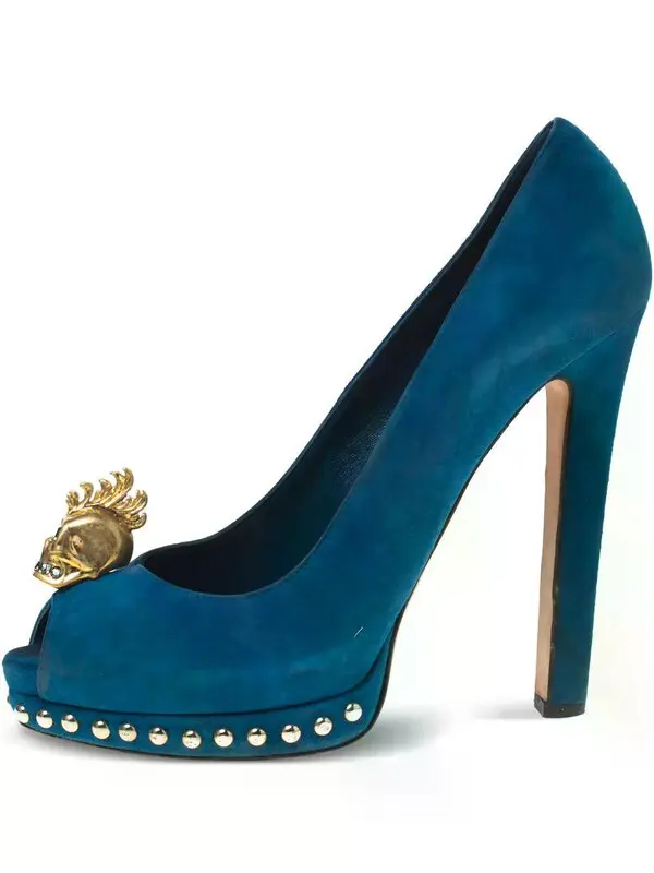 Alexander McQueen 140mm Skull-embellished Peep-toe Sandals - Blue