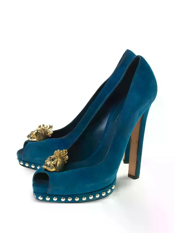 Alexander McQueen 140mm Skull-embellished Peep-toe Sandals - Blue