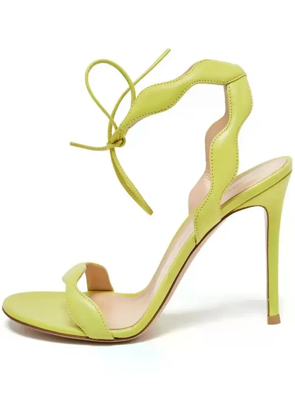 GIANVITO ROSSI 105mm Scalloped Strappy Sandals - Green
