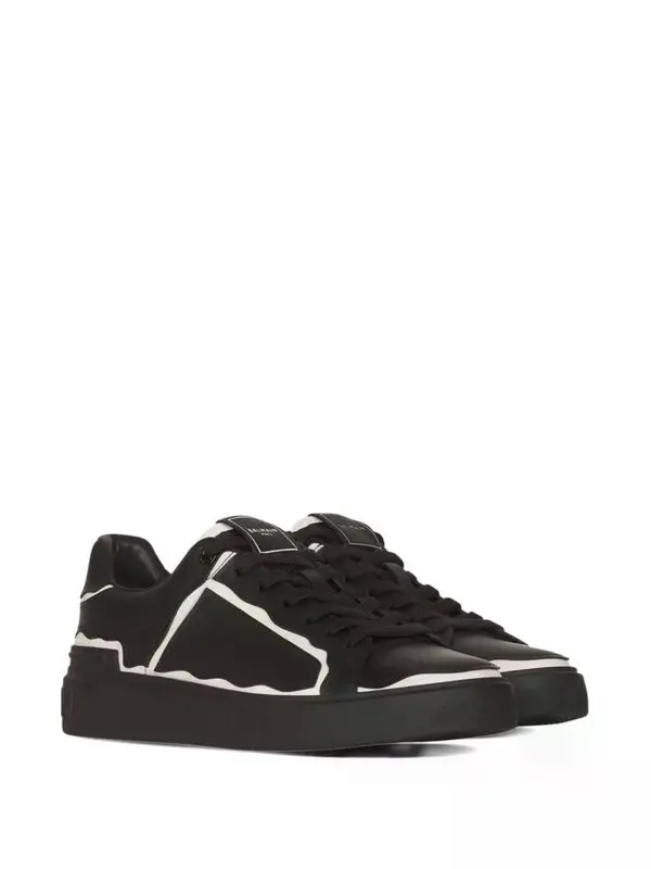 Balmain B-court Contrasting-trim Sneakers - Black