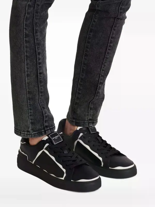 Balmain B-court Contrasting-trim Sneakers - Black