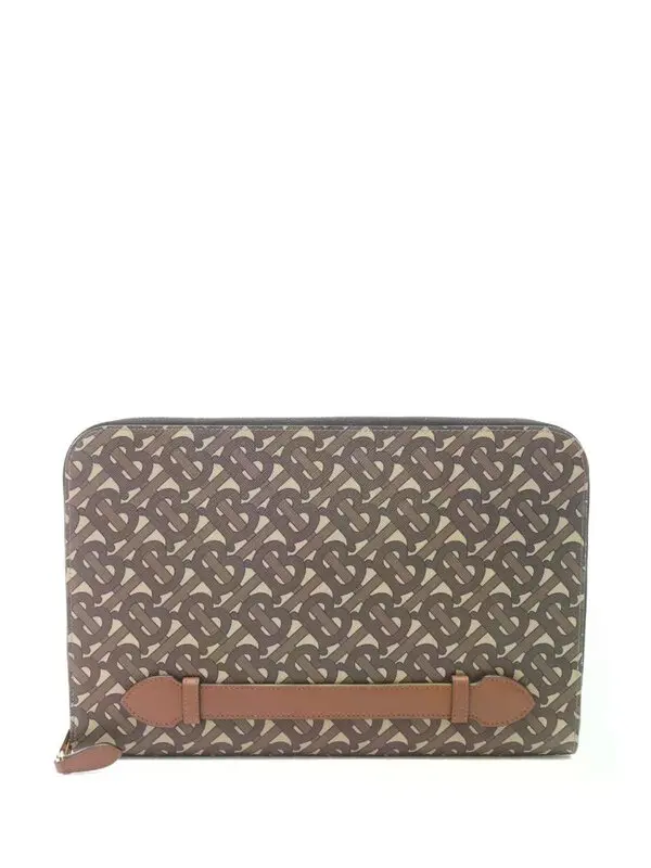 Burberry 2010s Monogram Tb Clutch Bag - Brown