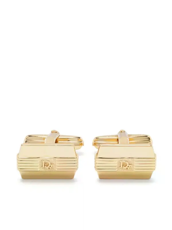 Dior 1980s Logo-embossed Polished Cufflinks - Gold